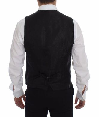 Dolce & Gabbana Mens Black Striped Wool Logo Vest Gilet Weste Clothing