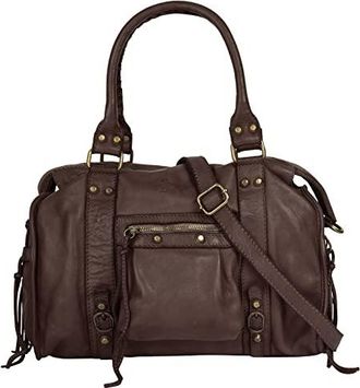 Samantha Look Sac shopping Damen echt Leder | Made in Italy, Sac à bandoulière vintage, sac de transport avec fermeture éclair, grand sac à anses en cuir 021061