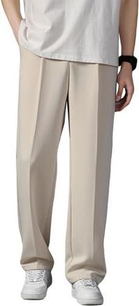 Generic Pantalon l&eacute;ger pour homme, coupe ajust&eacute;e, coupe ajust&eacute;e, coupe ample, jambes larges, pantalon formel extensible en soie glac&eacute;e confortable pour tous l