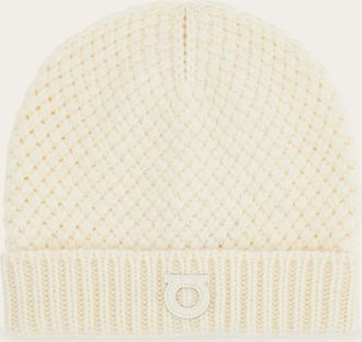 Ferragamo Damen Strickm&uuml;tze mit H&auml;kelmuster Beige