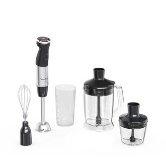 Moulinex Quickchef+ Pied Mixeur, 1000 W, Silencieux, 20 vitesses, Mode turbo, Accessoires hachoir compact, Hachoir mixeur XL, Fouet DD67L810, Noir