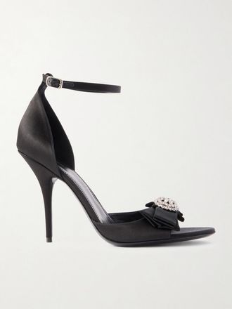 Balenciaga Sandales En Satin &Agrave; Noeuds Et &Agrave; Cristaux Avenue Palazzo - Noir