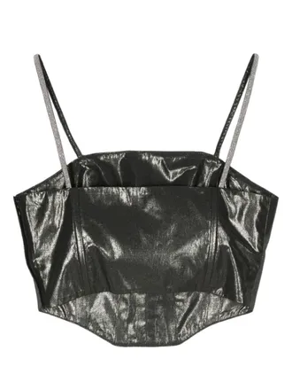 PESERICO Womens Lam&eacute; Corset Crop Top Ss24 W