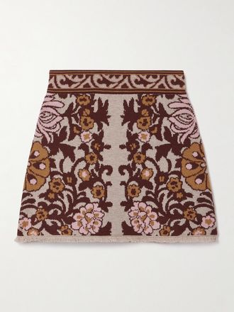 Cara Cara Lindy Minirock Aus Jacquard-strick Aus Einer Woll-baumwollmischung Mit Fransen - Mehrfarbig