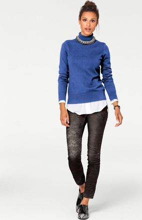 Heine Rollkragenpullover HEINE Rollkragen-Pullover, Damen, Gr. 34, blau (royalblau), 100% Baumwolle, unifarben, Pullover Rollkragenpullover, Topseller