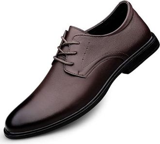 Generic Chaussures habillées for Hommes, à Lacets, Couleur Unie, Bout Rond Bruni, Chaussures Derby, Semelle en Caoutchouc, Talon carré, antidérapantes, Basses
