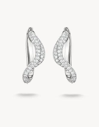 Thomas Sabo boucles doreilles cr&eacute;oles ondul&eacute;es avec zirconias blancs en argent, blanc-Argent&eacute;