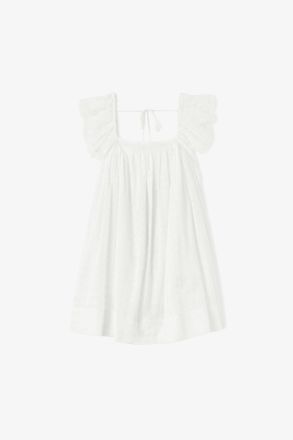Ganni wei&szlig; Kleid aus wei&szlig;er Broderie Anglaise Bio-Baumwolle - Gr&ouml;&szlig;e 32
