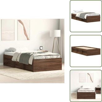 vidaXL The Living Store - Bettgestell Braun Eichen-Optik 75 x 190 cm - Holzbettfassungen - Eiche M&ouml;bel - Massivholzm&ouml;bel - Bettkasten - Einzelbett