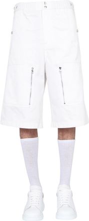 Alexander McQueen Japanese Gabardine Cotton Bermudas - White