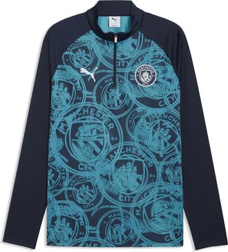 Puma Haut d&eacute;chauffement 1/4 zip Manchester City Homme, Accessoires, Bleu, XL
