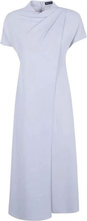 Emporio Armani Femme, Robes, Violet, Taille: 36 FR Draped Short-Sleeve Midi Dress
