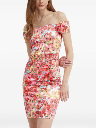 Guess Co robe imprim&eacute;e &agrave; &eacute;paules d&eacute;nud&eacute;es - Rose