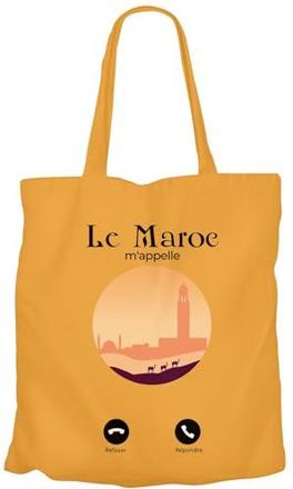 Fabulous Tote Bag Sac Shopping en Toile Orange - Le Maroc MAppelle Paysages Voyage - 10 L