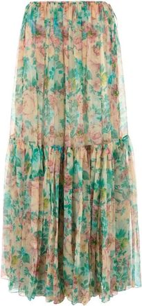 Chlo&eacute; Femme, Jupes, Multicolore, Taille: 38 FR Silk Skirt With Floral Print