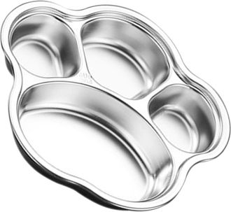 Cabilock Edelstahl Teller mit Unterteilung Geteilter Servierteller mit Niedlichem Tatzen Motiv Sp&uuml;lmaschinenfestes Essgeschirr Sichere Lebensmittelplatte f&uuml;r O