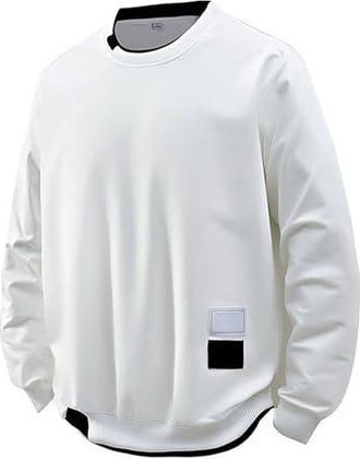 Generic Pull à col rond pour homme - Printemps et automne - T-shirt à manches longues - Col rond - Polyvalent - Décontracté - Sans capuche - Pull dhiver - Cou