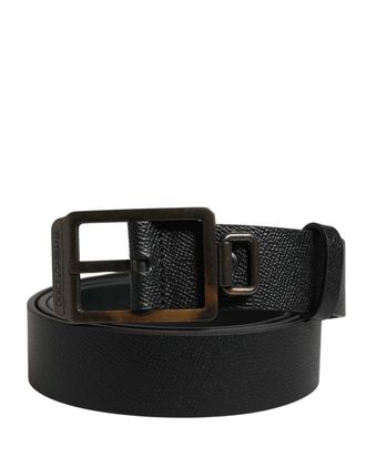 Dolce & Gabbana Mens Black Calf Leather Gold Metal Buckle Belt