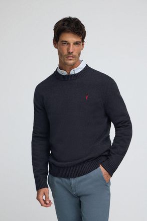 Polo Club Pullover marineblau meliert aus Wollgemisch mit gesticktem Rigby Go-Logo