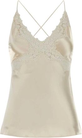 Alberta Ferretti Femme, Tops, Blanc, Taille: 38 FR Top en satin avec col en V