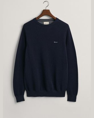 GANT Pullover in Piqu&eacute;-Qualit&auml;t mit O-Neck in