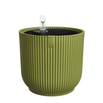 ELHO Vibes Fold Rund mit Selbstbew&auml;sserungssystem - Blumentopf f&uuml;r Innen - 100% Recycelter Kunststoff - &Oslash; 22 cm - Gr&uuml;n/Ferngr&uuml;n