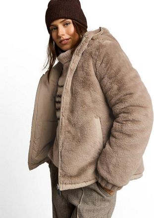 Tom Tailor Wendejacke Regular beidseitig tragbar / Fleece mit Kapuze / Winterjacke