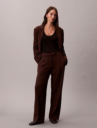 Calvin Klein Hose Aus Weichem Krepp Mit Bundfalten - Rich Brown - Damen - 10RG