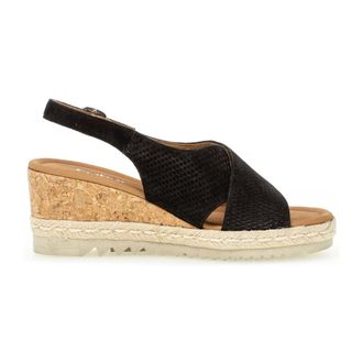 Gabor Femme, Chaussures, Noir, Taille: 40 1/2 EU Sandales compens&eacute;es en daim noir