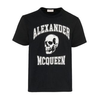 Alexander McQueen Grafikdruck-T-Shirt aus Baumwolle - - Tops - Herren - Schwarzk - M