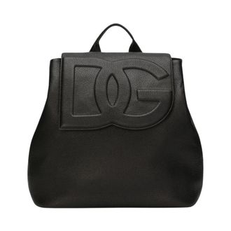 Dolce & Gabbana Schwarzer Geh&auml;mmerter Leder Rucksack - - Bags - Herren - Schwarzk - ONE SIZE