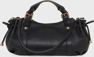 Gerard Darel Mini sac à main en cuir grainé intérieur métallisé- 12H - Noir/Or