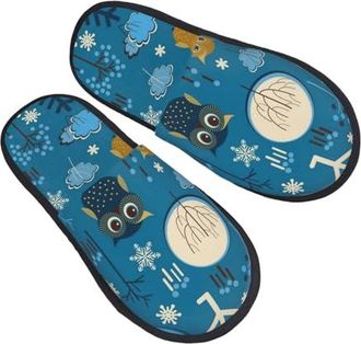 Generic Pantoufles Moelleuses De Jolis Hiboux Et Arbres Color&eacute;s Chaussons Respirantes Maison Chaussures Pour Homme Femme Unisex L