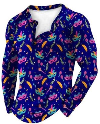 Generic Costume de carnaval pour homme - Sweat-shirt sans capuche avec col 1/4 - V&ecirc;tement de f&ecirc;te - T-shirt &agrave; manches longues confortable - Pull doux - Imprim