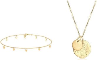 Elli Halskette Damen Choker Geo Kreis Basic Matt Coin in 925 Sterling Silber & Halskette Damen Plättchen Geo Organic Look in 925 Sterling Silber