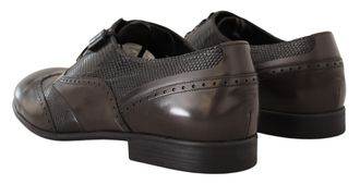 Dolce & Gabbana Mens Brown Lizard Skin Leather Oxford Dress Shoes Varana