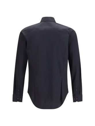 Giorgio Armani Mens Shirt Slim Fit Stretch Cotton Poplin Nero Cotton; Polyamide; Elastane