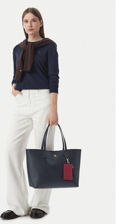 Tommy Hilfiger Handtasche Th Icon Tote Mono AW0AW19004 Dunkelblau