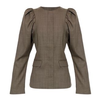 Ganni Blazer mit drapierter Schulterpartie - - Jackets - Damen - Braun - XS