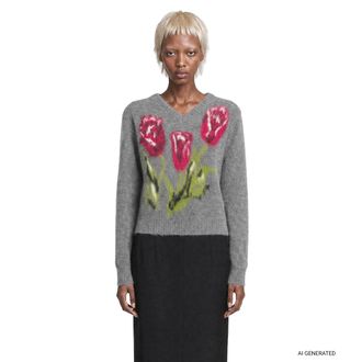 Maison Margiela Brushed Alpaca V-Neck Sweater