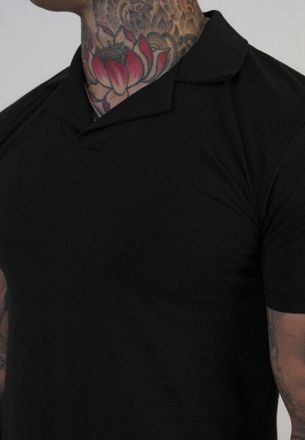 Siksilk T-Shirt SikSilk Herren Schwarzes Revere-Polo