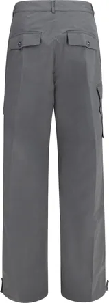Ganni Stretch Cotton Cargo Pants - Gray