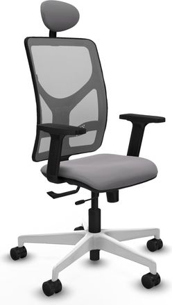 Piqueras y Crespo B&uuml;rostuhl mit 2D-Armlehnen, h&ouml;henverstellbarer Lendenwirbelst&uuml;tze und festem Kopfteil, ausgestattet mit Syncro/Traslack und Schneideschaum, Grau/Grau