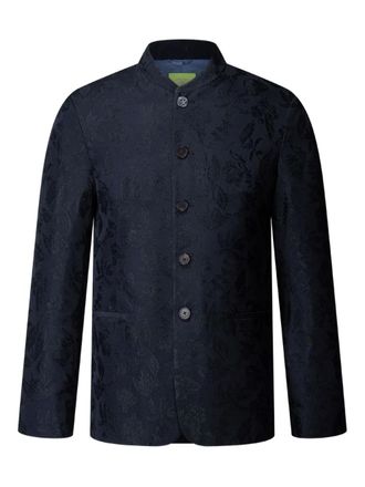 Shanghai Tang veste Tang à fleurs en jacquard - Bleu