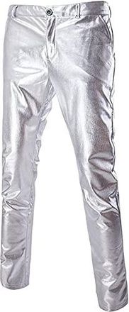 PARKLEES Pantalon de costume pour homme Night Club Metallic Gold / Pantalon jambe droite, Argenté., 38 cm