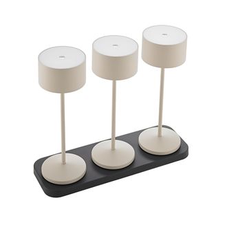 Sigor Veluna 3er-Set d&uuml;nenbeige inkl. Ladestation - LED Akku-Tischlampe dimmbar & kabellos mit FlexMood (2200K/2700K), bis 12h Leuchtdauer, USB-C Ladefunkti