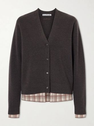 Acne Studios Cardigan En Laine &Agrave; Broderie Et &Agrave; Superposition - Marron