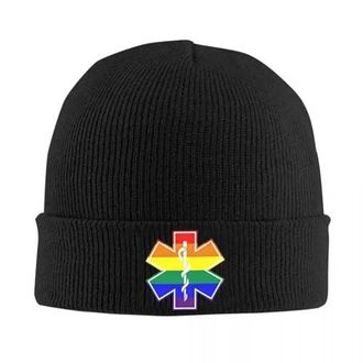 Generic Casquettes de Baseball pour Hommes Hommes, Rainbow Star of Life EMT Casquettes tricot&eacute;es Femmes Cr&acirc;nes Bonnets Automne Hiver Symbole m&eacute;dical en Acryli