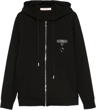Yes London logo-patch zip-up hoodie - Noir