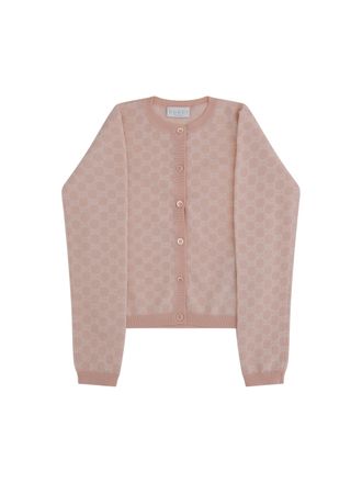Gucci Wool Cardigan For Girl Pale Rose-White Rose/white Sweater